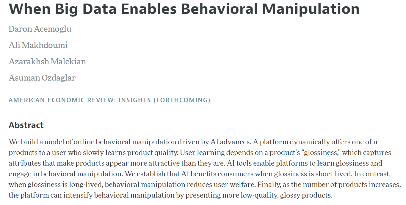 When Big Data Enables Behavioral Manipulation - Massachusetts Institute ...